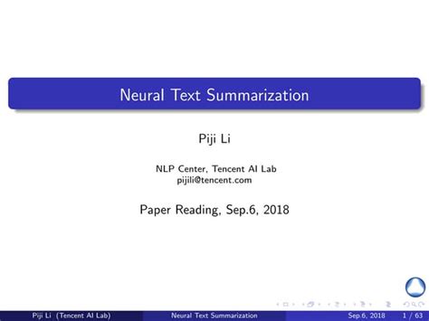 Neuralsum Presentation For Text Summarization Ppt