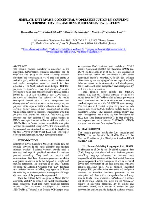 doc simulate enterprise conceptual models execution by coupling enterprise services and devs