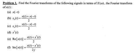 Solved Problem Find The Fourier Transforms Of The Chegg