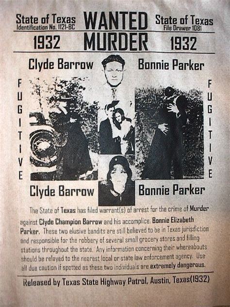 150l Gangster Bonnie And Clyde Gang Texas Reward Wanted Reprint Poster
