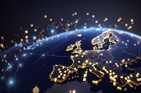 Premium Photo Earth Focus On Europe Represented By Little Dots Binary