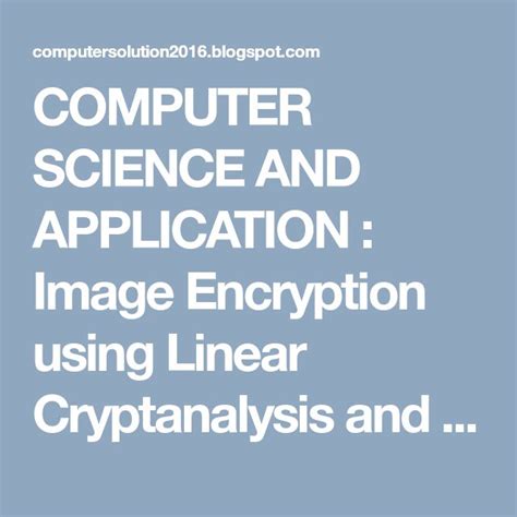 Image Encryption Using Linear Cryptanalysis