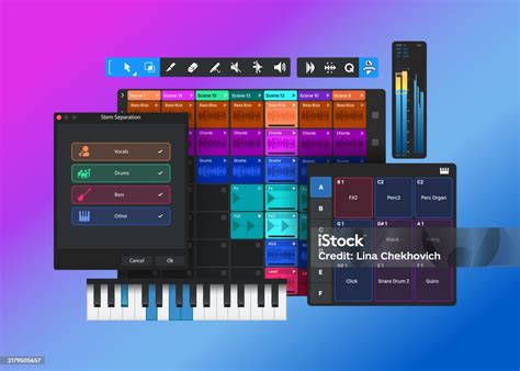 디지털 오디오 워크스테이션 Daw 응용 프로그램 음악 및 기타 오디오를 생성 녹음 믹싱 및 마스터하기 위한 프로그램입니다 벡터 일러스트 레이 션 Dj에 대한 스톡 벡터 아트