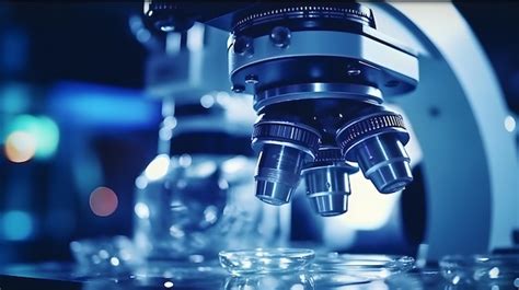 Premium Photo Close Up Of Examining Of Test Sample Under The Microscope