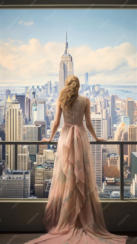 Premium Photo Woman Looking Over New York Skyline During The Day