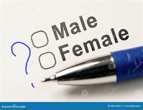 Female Or Male Gender Selection In Checkbox Male And Female Options Question Mark And Pen On