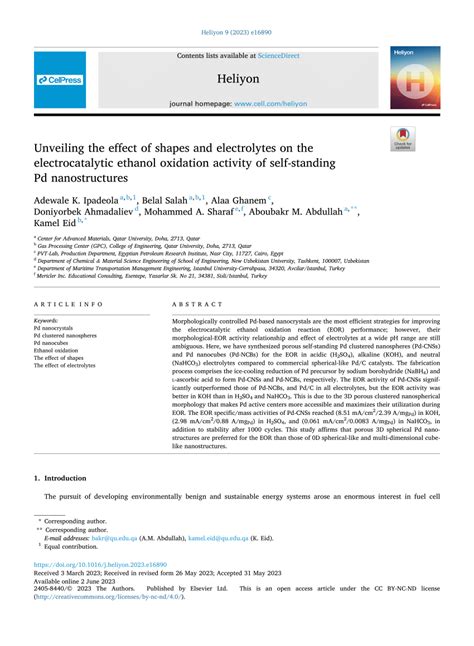Pdf Unveiling The Effect Of Shapes And Electrolytes On The
