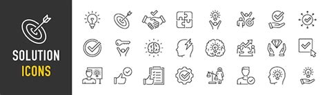Premium Vector Solution Web Icons In Line Style Options Alternative Success Result Resolve