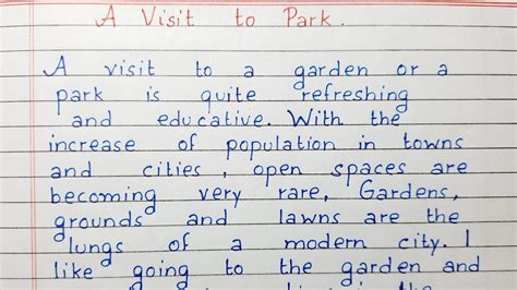 Write An Essay On A Visit To Park Essay Writing English Youtube
