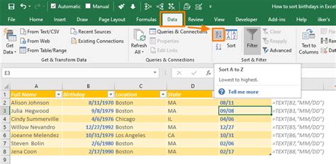 How To Sort Birthdays In Excel