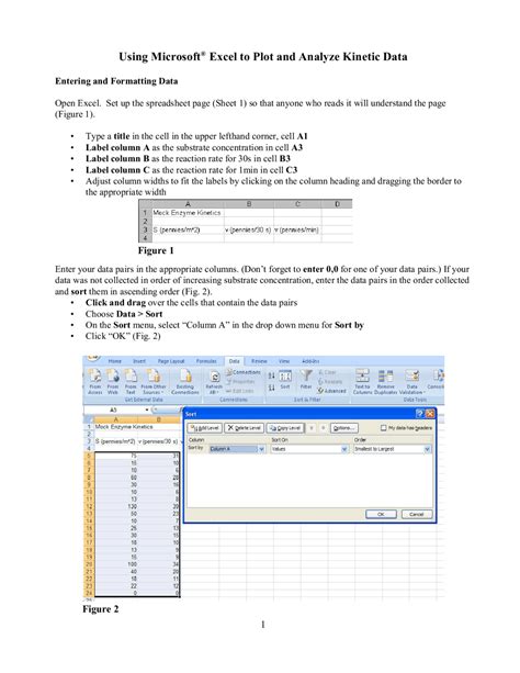 Using Microsoft Excel To Analyze Kinetic Data Setting Up Sorting And