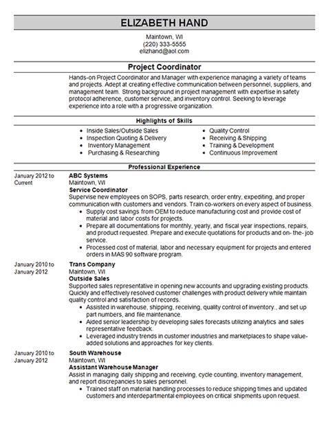 Project Coordinator Resume Template
