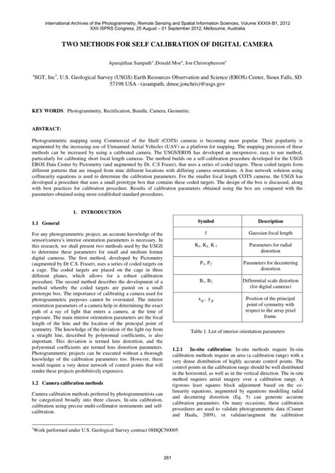 Pdf Two Methods For Self Calibration Of Digital Camera