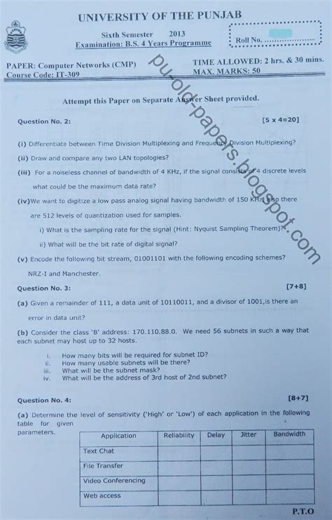 punjab university past papers punjab university past paper of computer