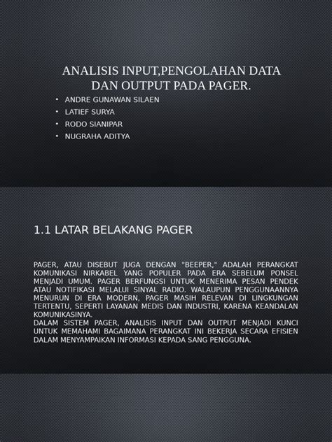 Analisis Inputpengolahan Data Dan Output Pada Pager Pdf