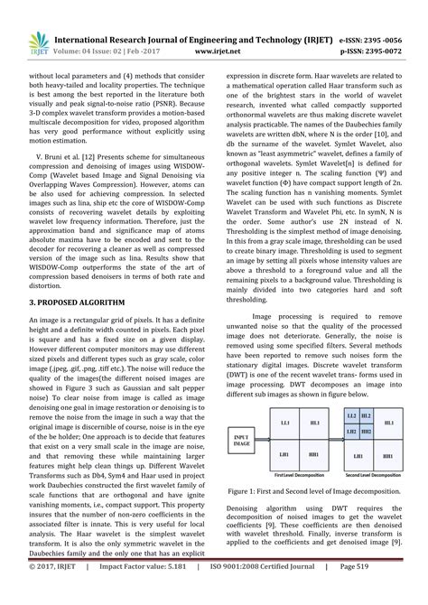 Image Denoising Of Various Images Using Wavelet Transform And Thresholding Techniques Pdf