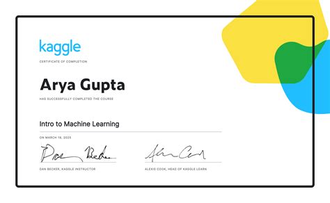 arya gupta completed the intro to machine learning course on kaggle