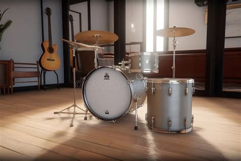 Drum Set On Stage In A Concert Hall Neural Network Ai Generated Stock