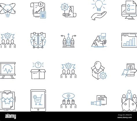 Objective Planning Line Icons Collection Strategy Goals Purpose Outcome Vision Mission