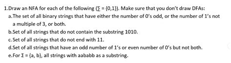 Solved 1 Draw An Nfa For Each Of The Following 301 Make