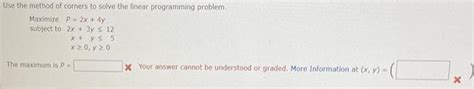 Solved Use The Method Of Corners To Solve The Linear