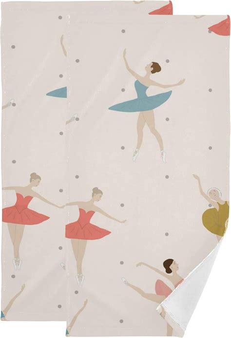 Dreamtimes Ballet Dancers Hand Towels Set Of 2 Ultra Soft Face Towel