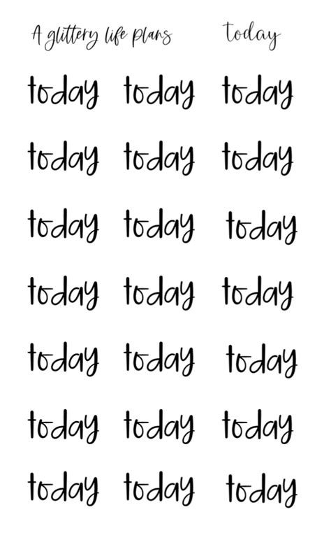 Today Script Stickers A Glittery Life Plans Today Script Stickers A Glittery Life Plans