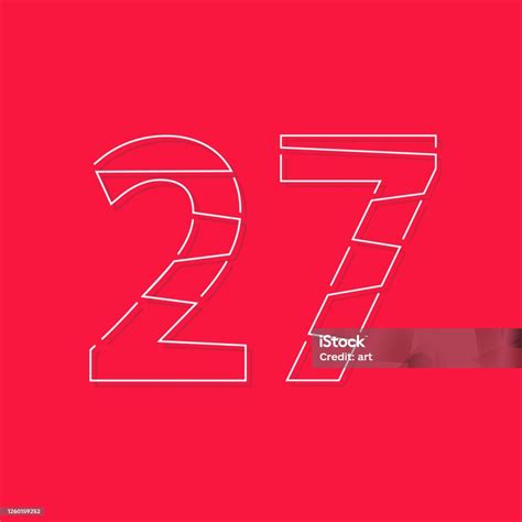 27 글꼴 선형 스트로크 번호 모던한 트렌디하고 창의적인 스타일 디자인 로고 브랜드 라벨 디자인 요소 기업 정체성 응용 프로그램 등을 위해 이솔레이트 벡터 일러스트레이션