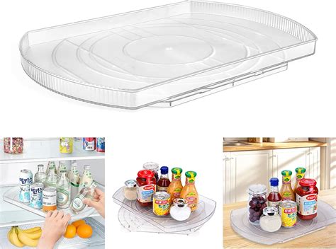 WYLWLS Square Lazy Susan Turntable Organizer Refrigerator Slide Rotate Rectangle Turntable