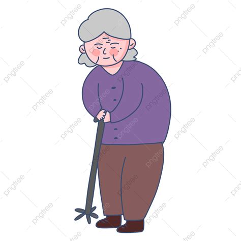 지팡이로 걷는 노인 일러스트 클립 아트 늙은 여자 클립 아트 할머니는 할머니 Png 일러스트 및 Psd 이미지 무료 다운로드 Pngtree