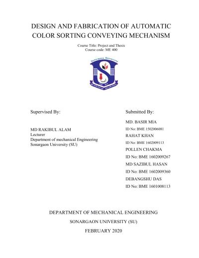 DESIGN AND FABRICATION OF AUTOMATIC COLOR SORTING CONVEYING MECHANISM