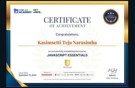 Teja Kasimsetti On Linkedin Nxtwave Rahulattulurisir Javascript