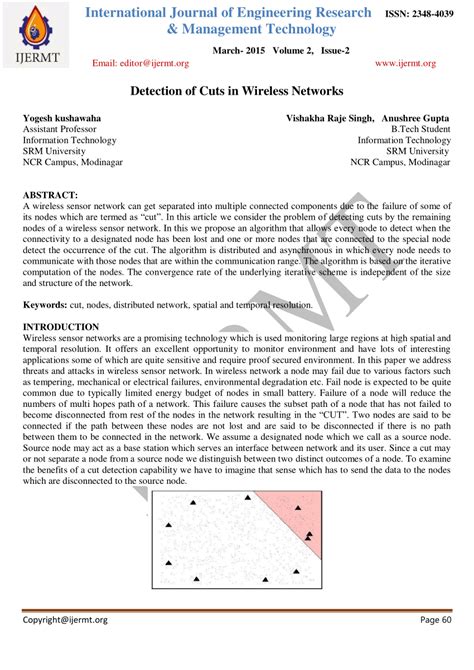 pdf detection of cuts in wireless networks