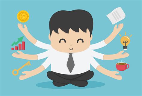 마음 챙김 명상을 연습하고 스트레스를 풀고 자신의 잠재력을 표현하는 사업가 건강한 생활방식에 대한 스톡 벡터 아트 및 기타 이미지 건강한 생활방식 경영자 계획