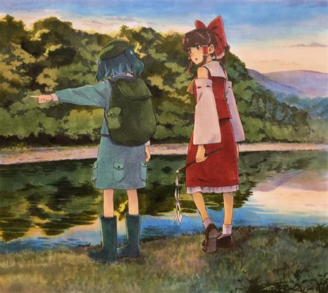 Hakurei Reimu And Kawashiro Nitori Touhou Drawn By Shiratama Hockey Danbooru