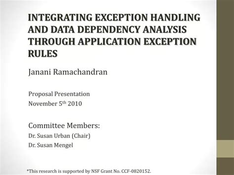 Ppt Integrating Exception Handling And Data Dependency Analysis Through Application Exception