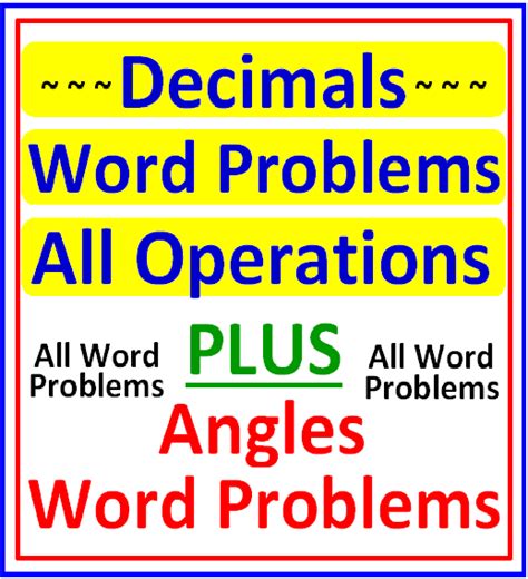 Decimals Word Problems PLUS Angles Word Problems Problems In All Made By Teachers