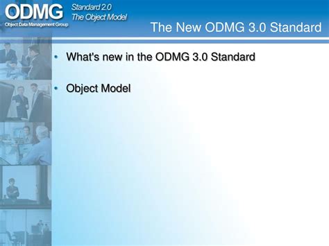 PPT The ODMG Standard 2 0 Focusing On The ODMG Object Model PowerPoint Presentation ID 6582648