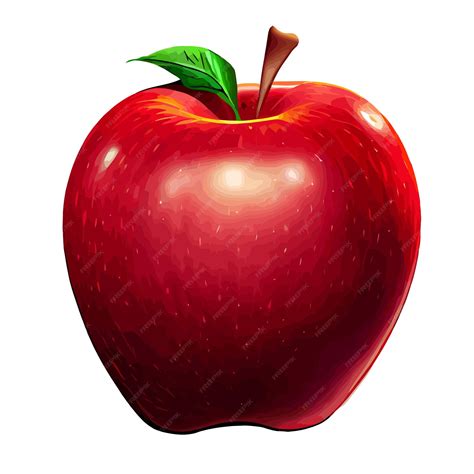 Premium Vector Cute Red Apple Fruit Sticker Digital Illustration Apple Vector