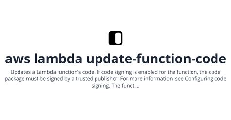Aws Lambda Update Function Code Fig