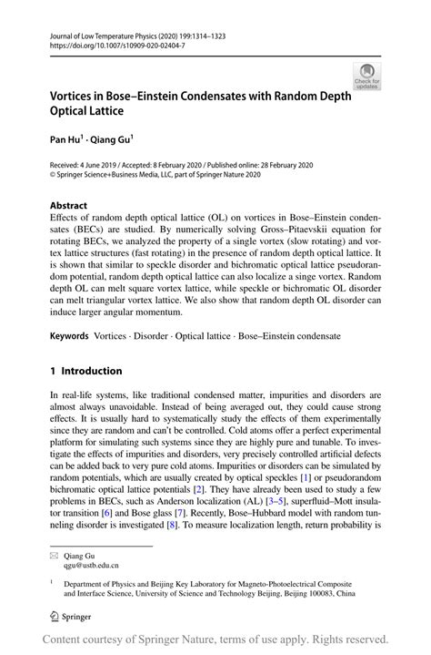 Vortices In Boseeinstein Condensates With Random Depth Optical Lattice