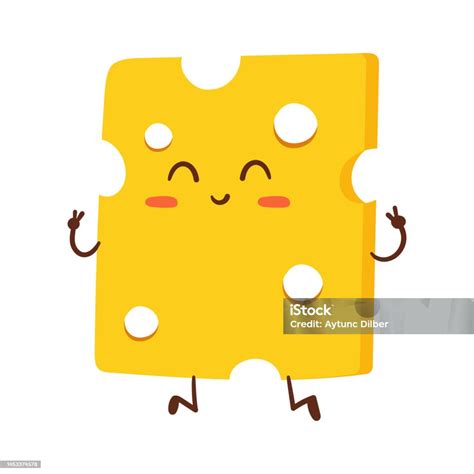 귀여운 행복한 치즈 캐릭터 플랫 스타일의 재미 있는 음식 이모티콘입니다 유제품 이모티콘 그림 귀여운에 대한 스톡 벡터 아트 및 기타 이미지 Istock