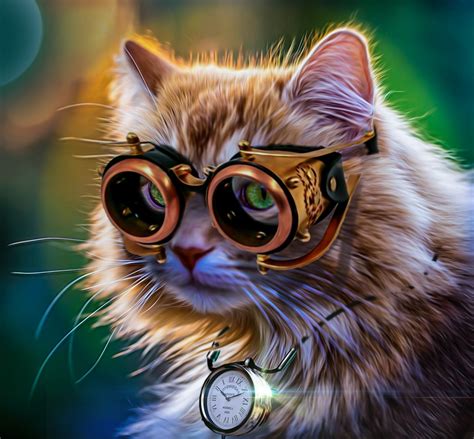 кот стимпанк | Стимпанк, Кот, Кошки