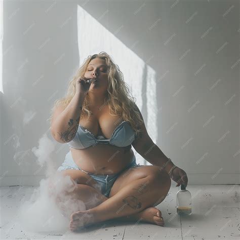 A Woman In A Bikini Smoking A Cigarette And Smoking A Cigarette
