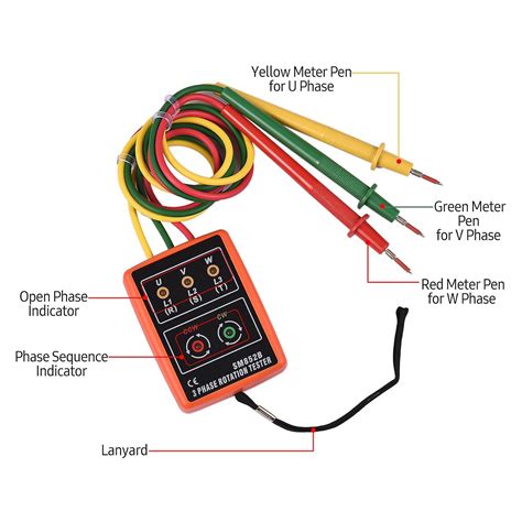 Phase Tester Portable 3 Phase Rotation Tester Phase Sequence Meter