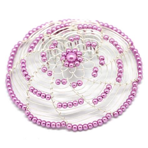 Violet And Silver Beaded Ladys Head Covering