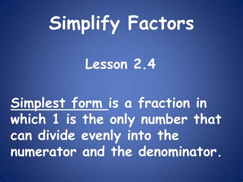 PPT Simplify Factors PowerPoint Presentation Free Download ID