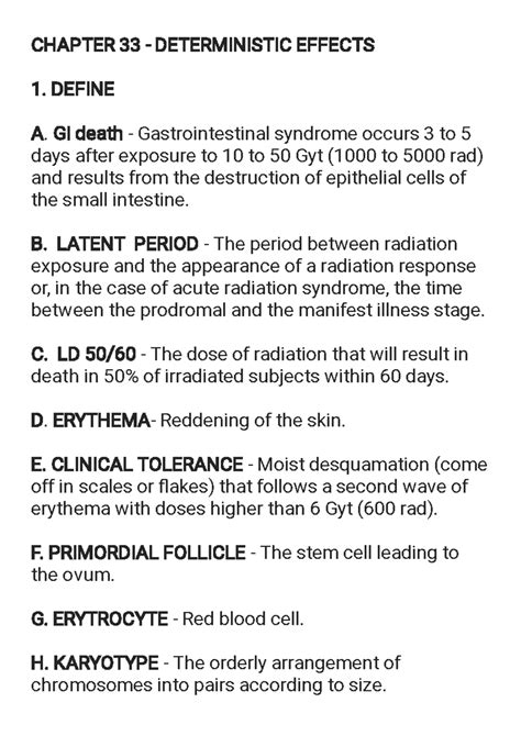 Deterministic Effects Of Radiation Chapter 33 Deterministic Effects