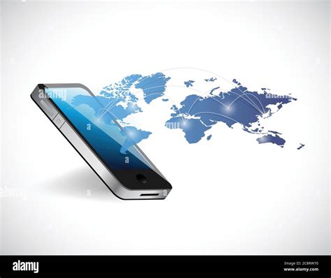 Phone World Map Network Illustration Design Over A White Background Stock Vector Image And Art Alamy