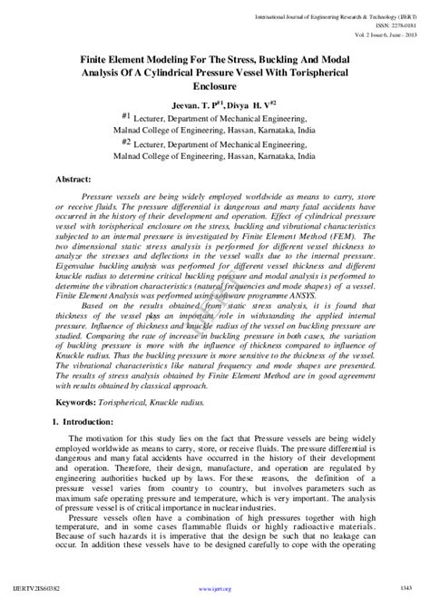 pdf finite element modeling for the stress buckling and modal analysis of a cylindrical